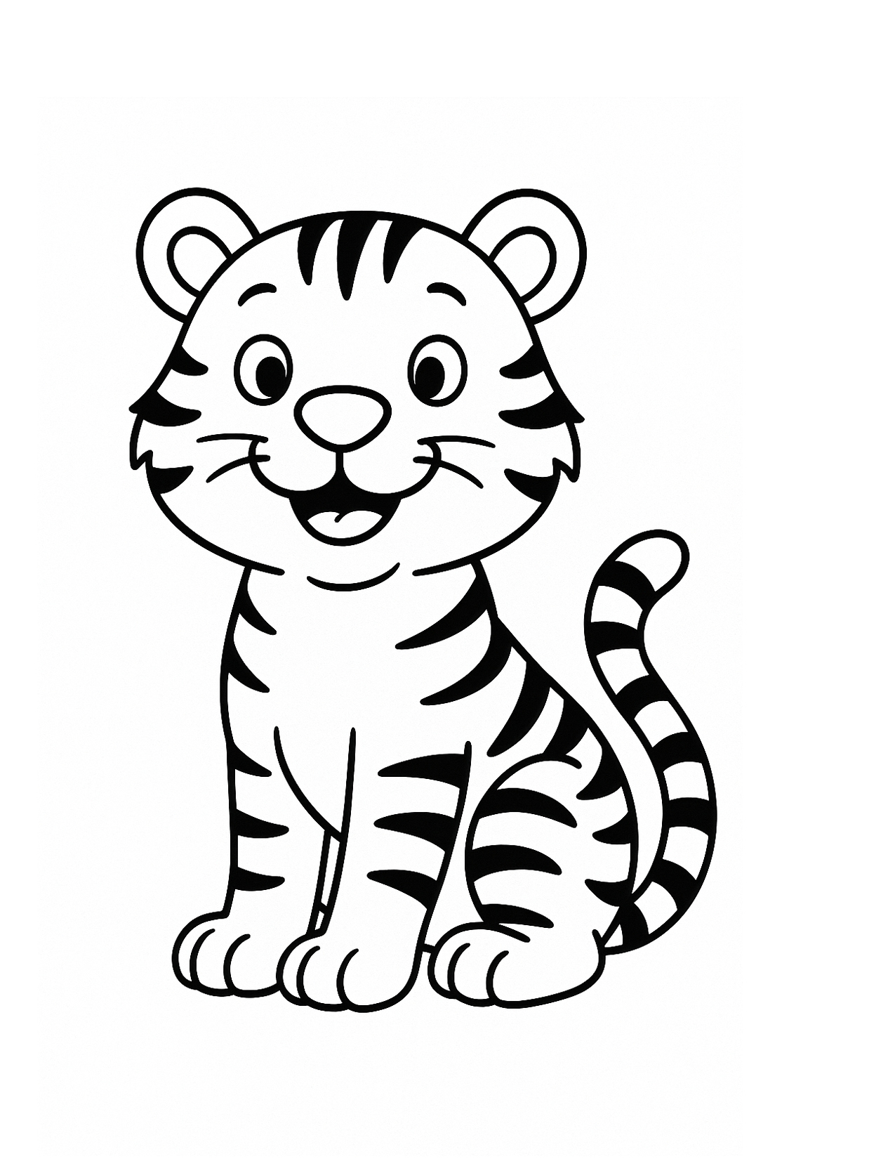 דפי צביעה לילדים | גור טיגריס חייכן - עולם הילדים